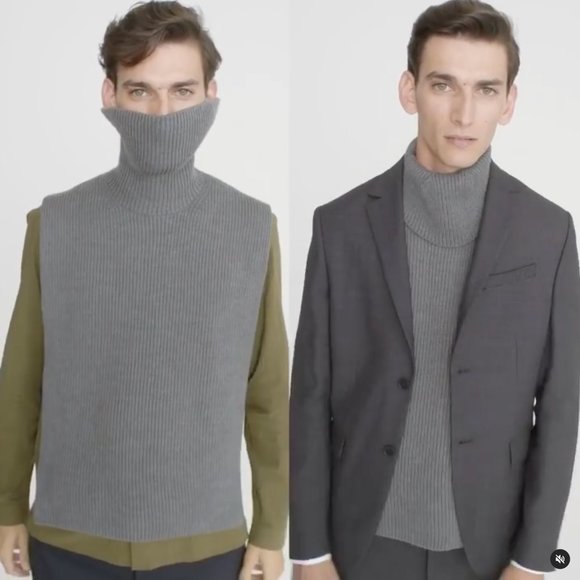 COS | Sweaters | Cos Stores Unisex Wool Grey Gilet Open Side Turtleneck ...